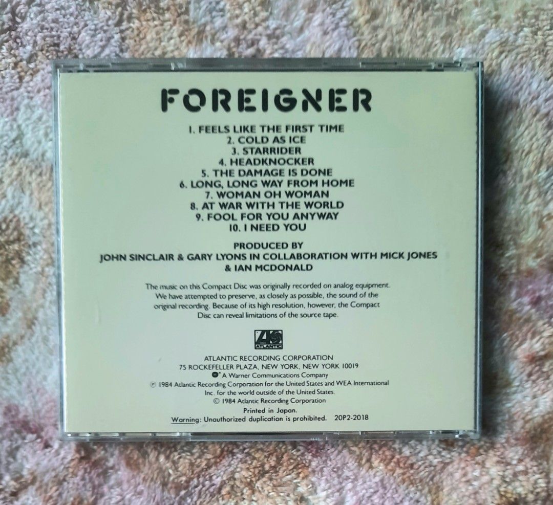 Foreigner - Foreigner CD, Hobbies & Toys, Music & Media, CDs & DVDs on Carousell