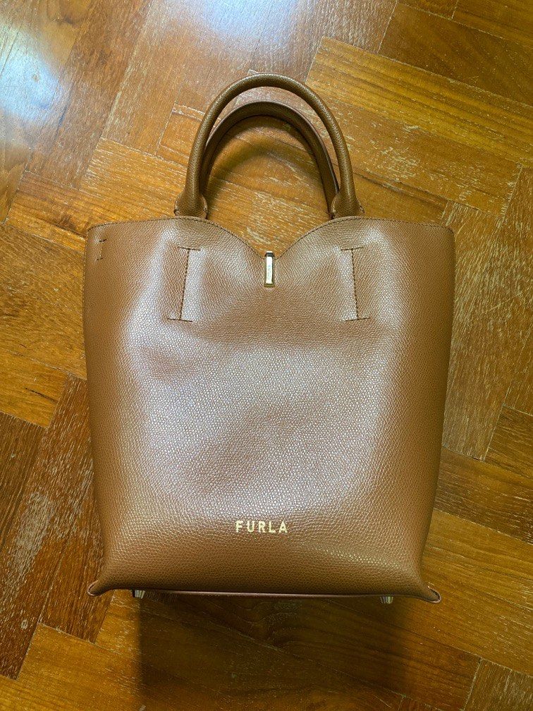 Furla ribbon bag in cognac, Luxury, Bags & Wallets on Carousell