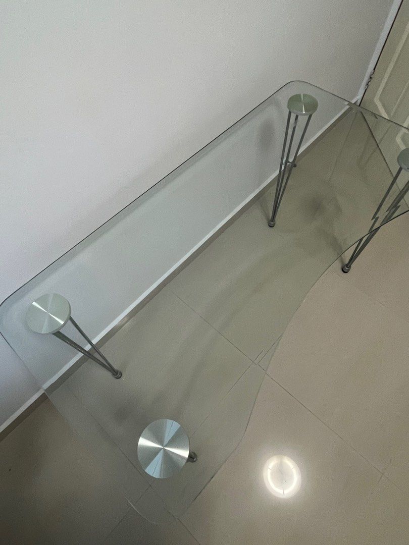 Glass Study Desk Table, Furniture & Home Living, Furniture, Tables ...