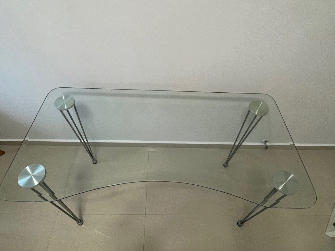 Glass Study Desk Table, Furniture & Home Living, Furniture, Tables ...