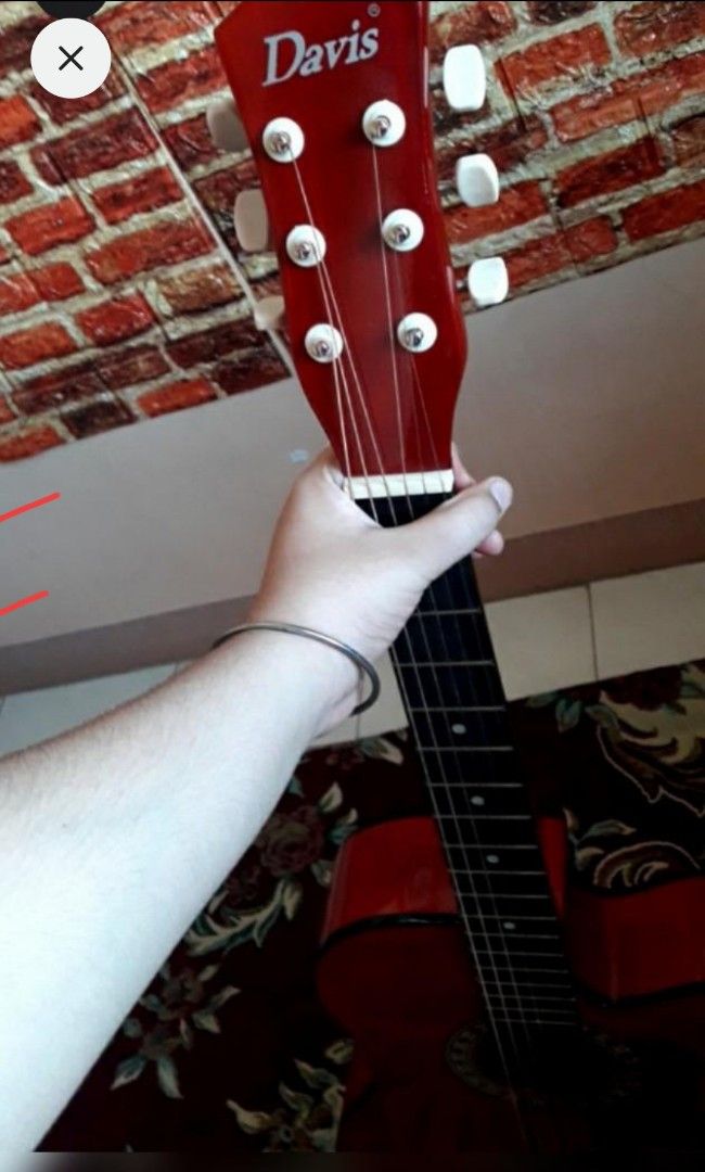 Glossy Red Acoustic Guitars [Davis], Hobbies & Toys, Music & Media ...
