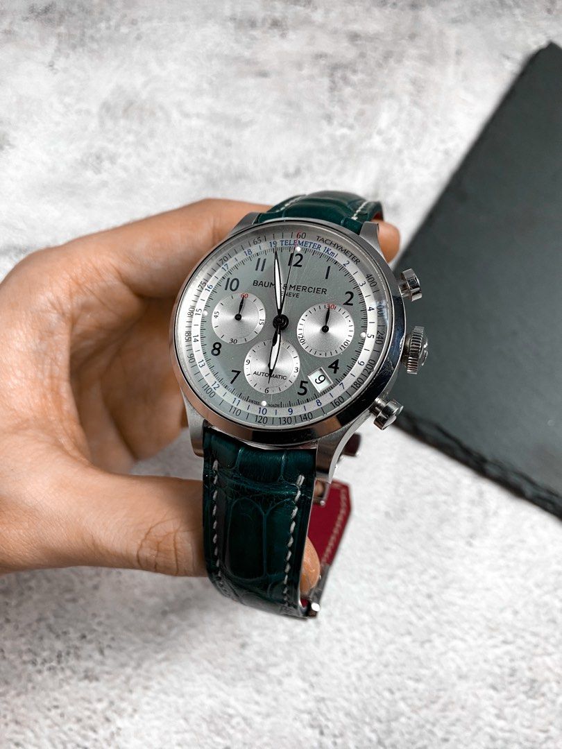 Handmade Cypress Green Alligator Leather Watch Strap for Baume ...