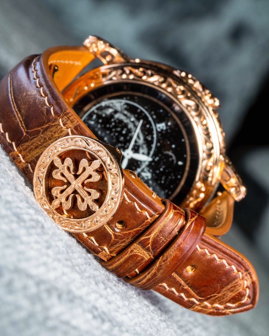 Handmade Hand-stitched Watch Strap in Bronze Brushed Crocodile Leather ...