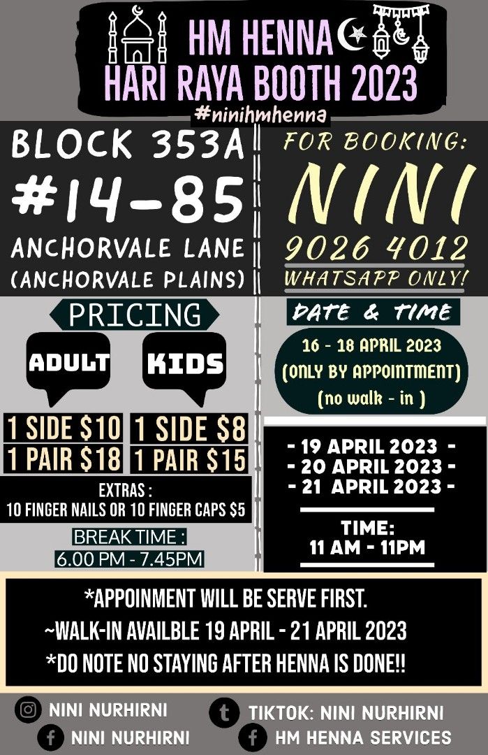 Hari raya henna booth 2023, Beauty & Personal Care, Hands & Nails on ...