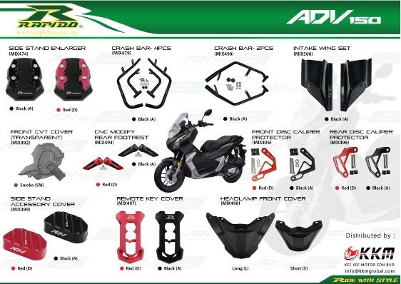 Honda ADV150 Rapido CNC Modify Rear Footrest*BLACK, Motorcycles ...