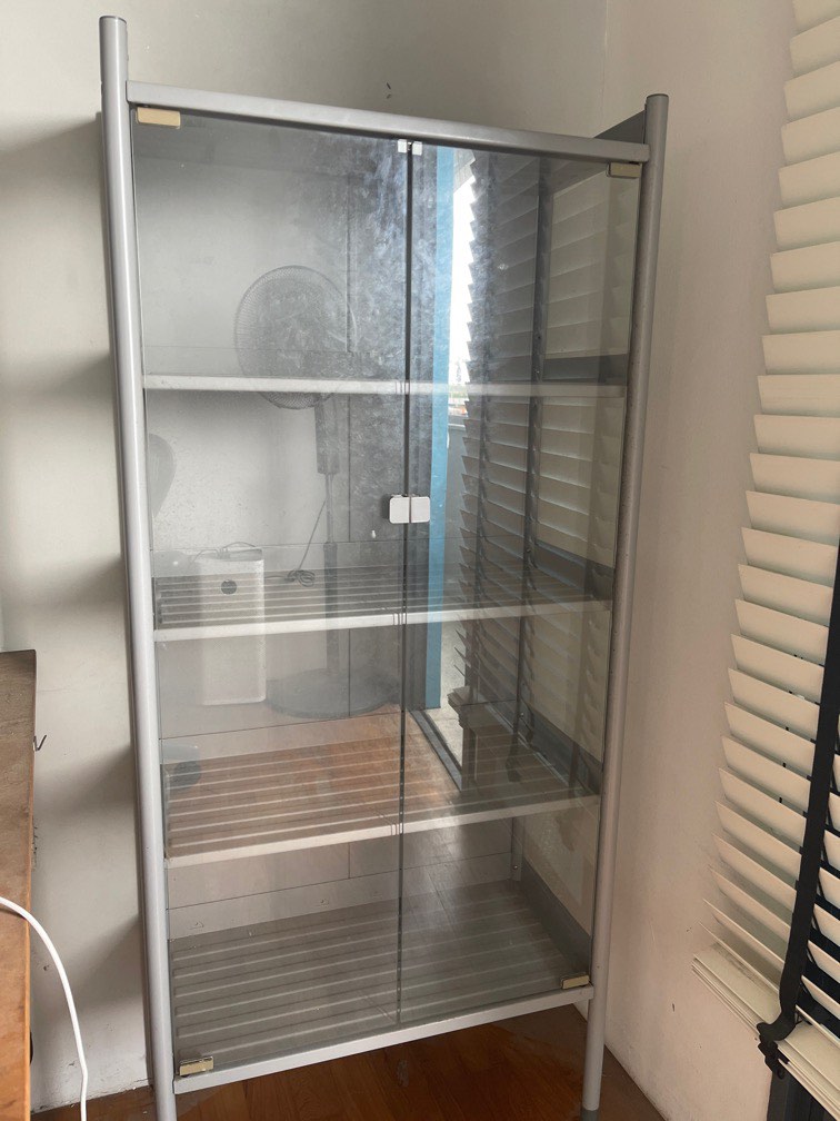 Ikea heavy metal glass shelf cabinet, Furniture & Home Living ...