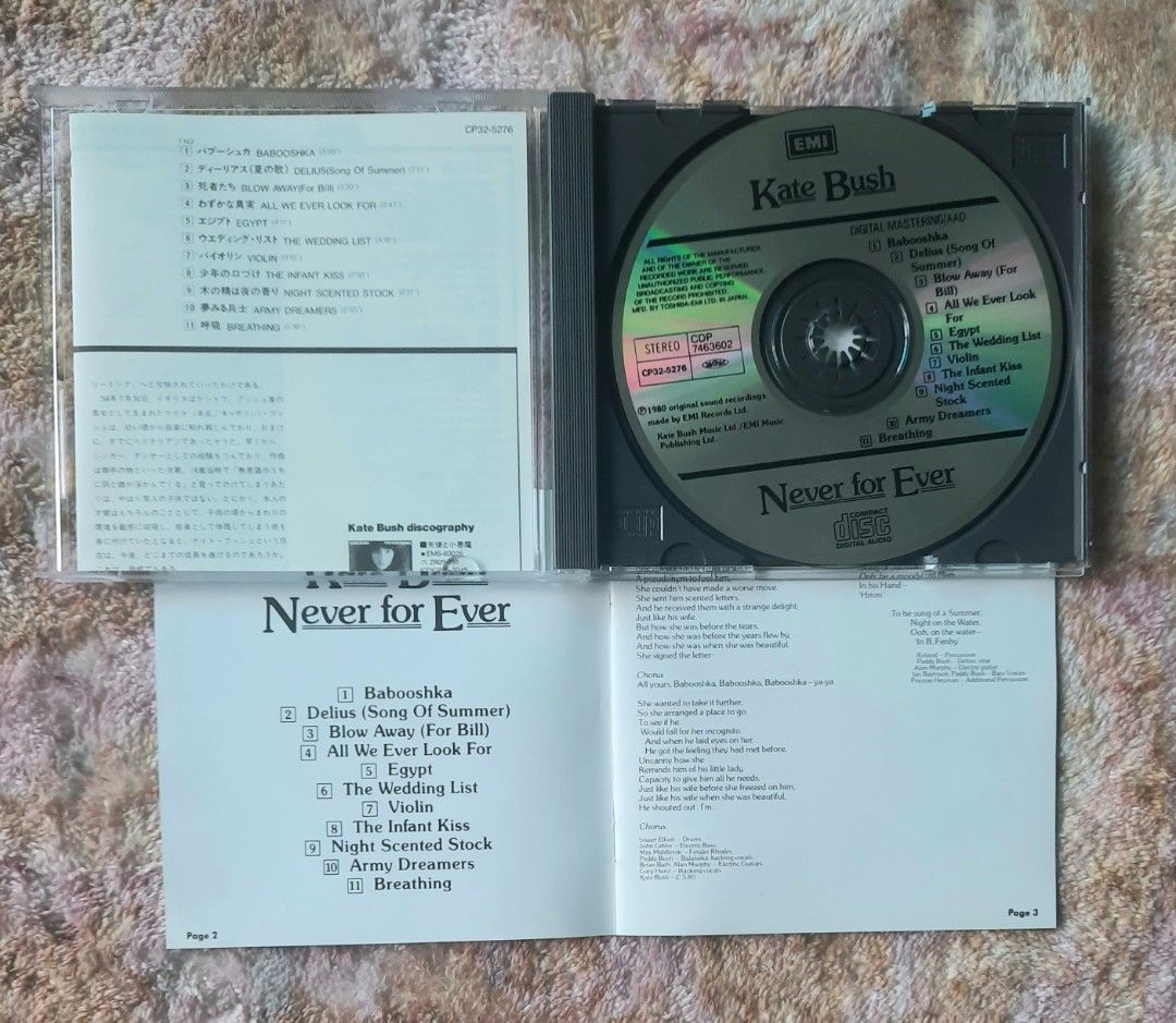 Kate Bush - Never For Ever CD, Hobbies & Toys, Music & Media, CDs & DVDs on Carousell