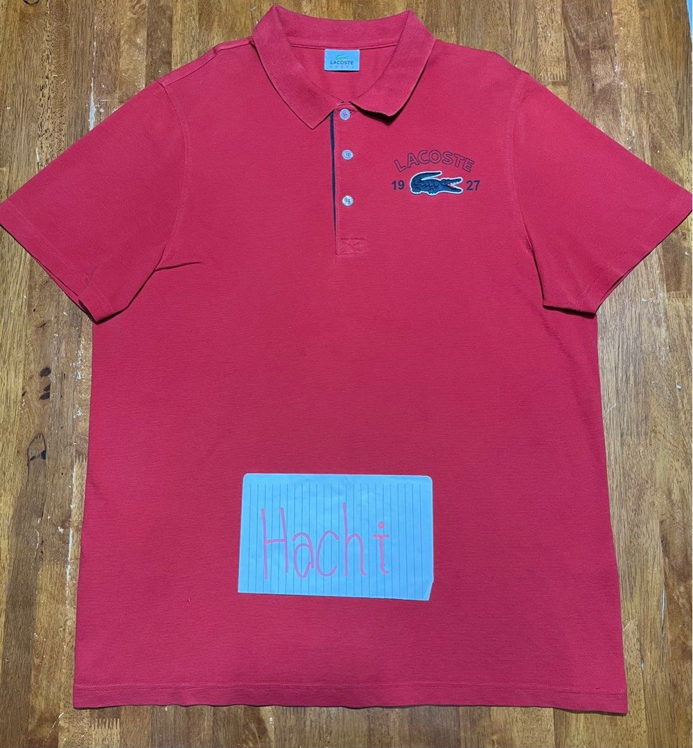Lacoste Sport Red Semi Big Logo, Men's Fashion, Tops & Sets, Tshirts & Polo Shirts on Carousell