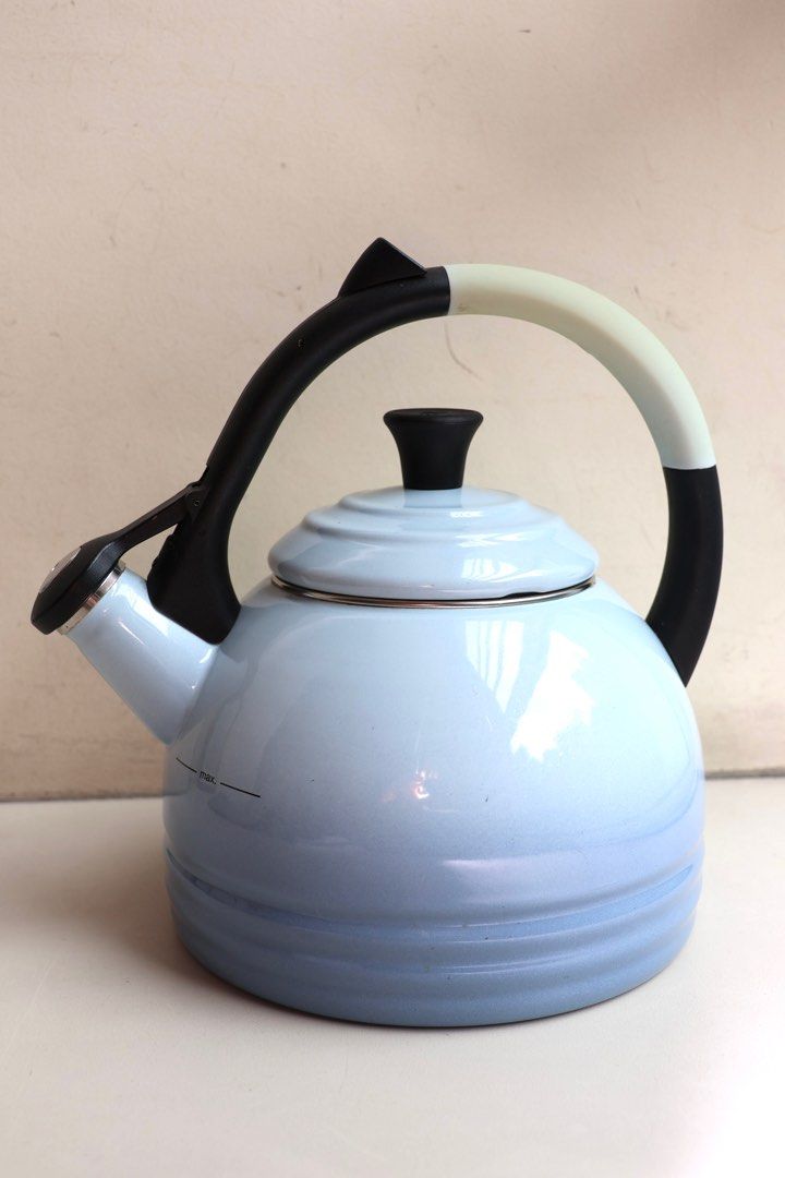 Le Creuset Enamel on Steel Whistling Tea Kettle 1.6L, Light Blue, TV & Home Appliances, Kitchen ...