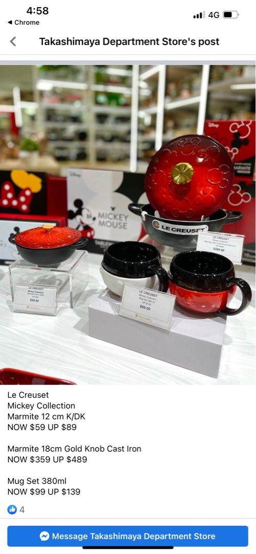 Le Creuset Mickey Marmite set, TV & Home Appliances, Kitchen Appliances ...