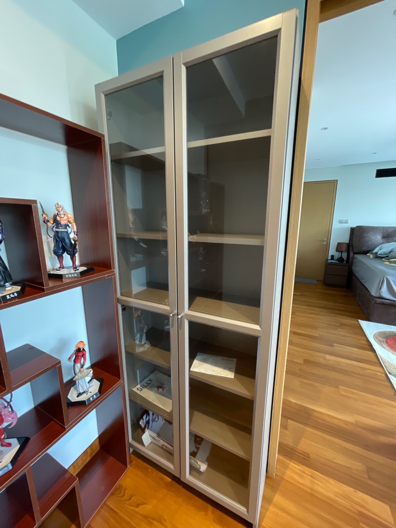 [Newly Assembled] IKEA BILLY bookcase book shelf - grey metallic (Just ...