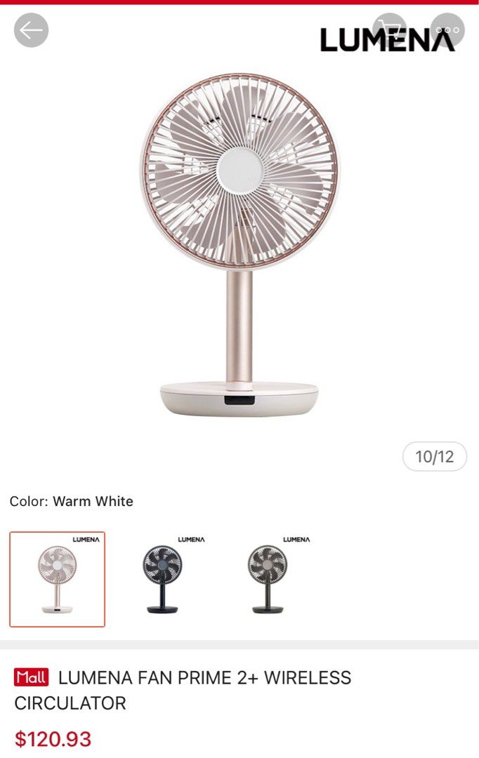 Lumena Wireless Desk Fan in Rose Gold, Furniture & Home Living ...