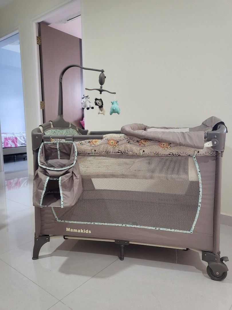 Mamakids portable baby cot playpen_Little Lion, Babies & Kids, Baby ...