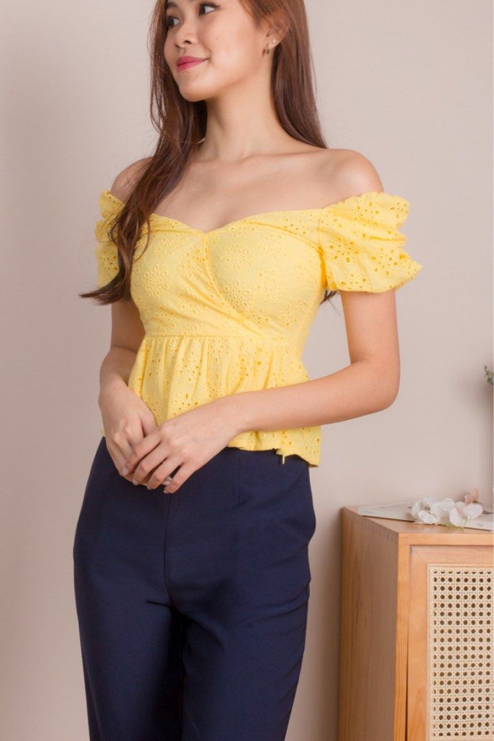 MGP Label Yellow Blouse, Women's Fashion, Tops, Blouses on Carousell
