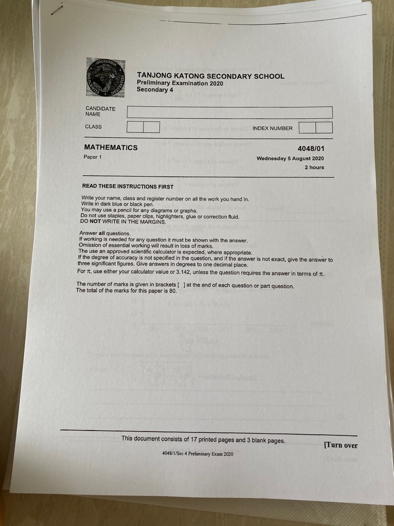 O level mathematics (Past years test paper), Hobbies & Toys, Books ...