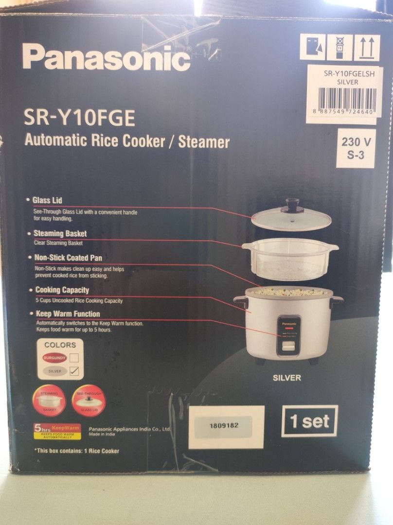 Panasonic rice cooker/ steamer SR-Y10FGE, TV & Home Appliances, Kitchen ...