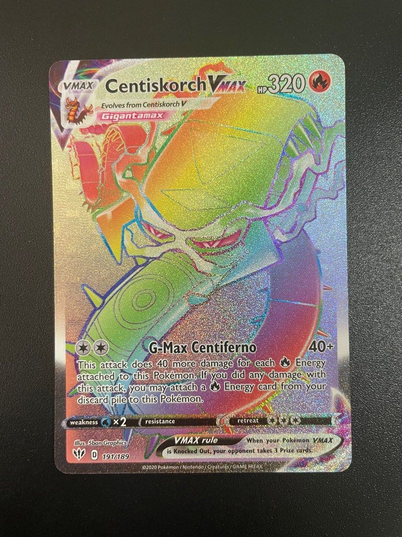 Pokemon TCG Centiskorch VMAX - 191/189 - Hyper Rare Sword & Shield ...