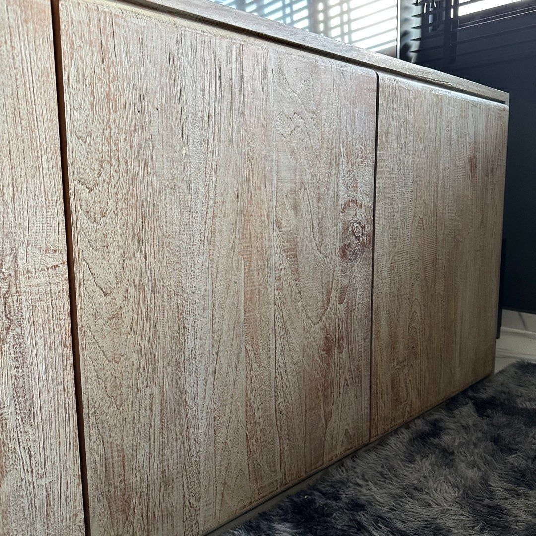 Preloved Customised 3 Door Solid Wood Cabinet, Furniture & Home Living ...