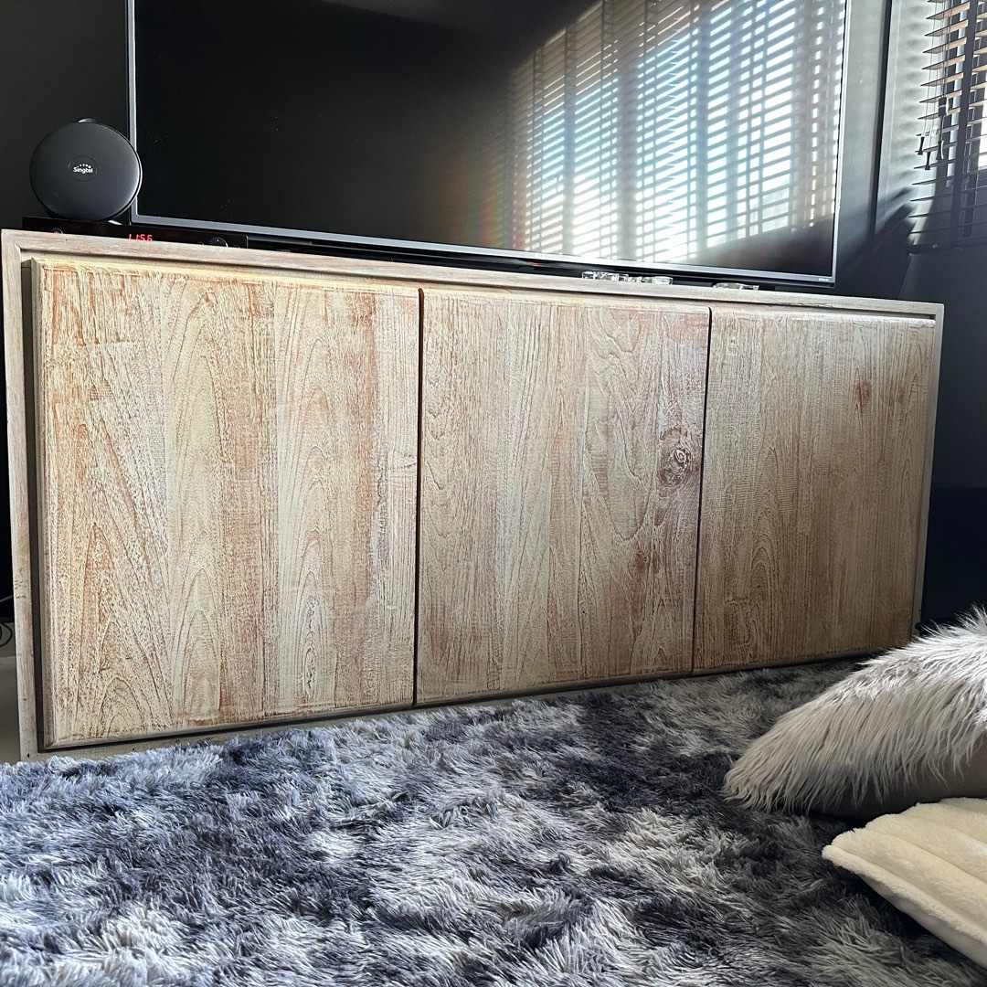 Preloved Customised 3 Door Solid Wood Cabinet, Furniture & Home Living ...