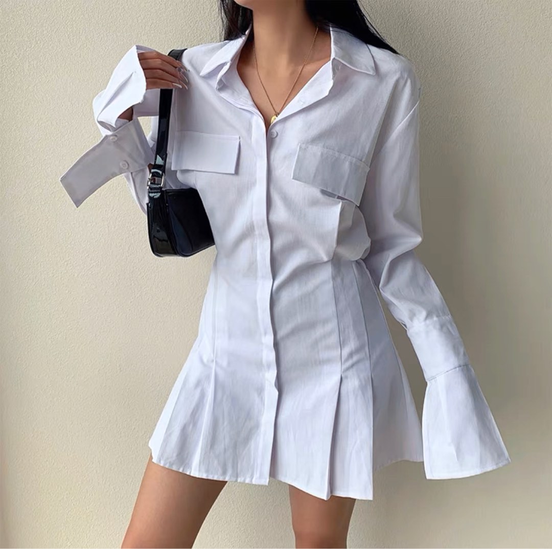 Preppy White Shirt Dress, Women's Fashion, Dresses & Sets, Dresses on ...