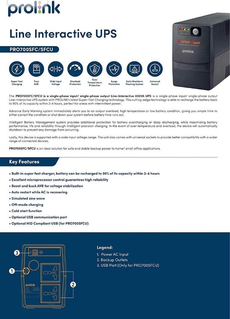 ProLink UPS power supply backup, TV & Home Appliances, Other Home ...