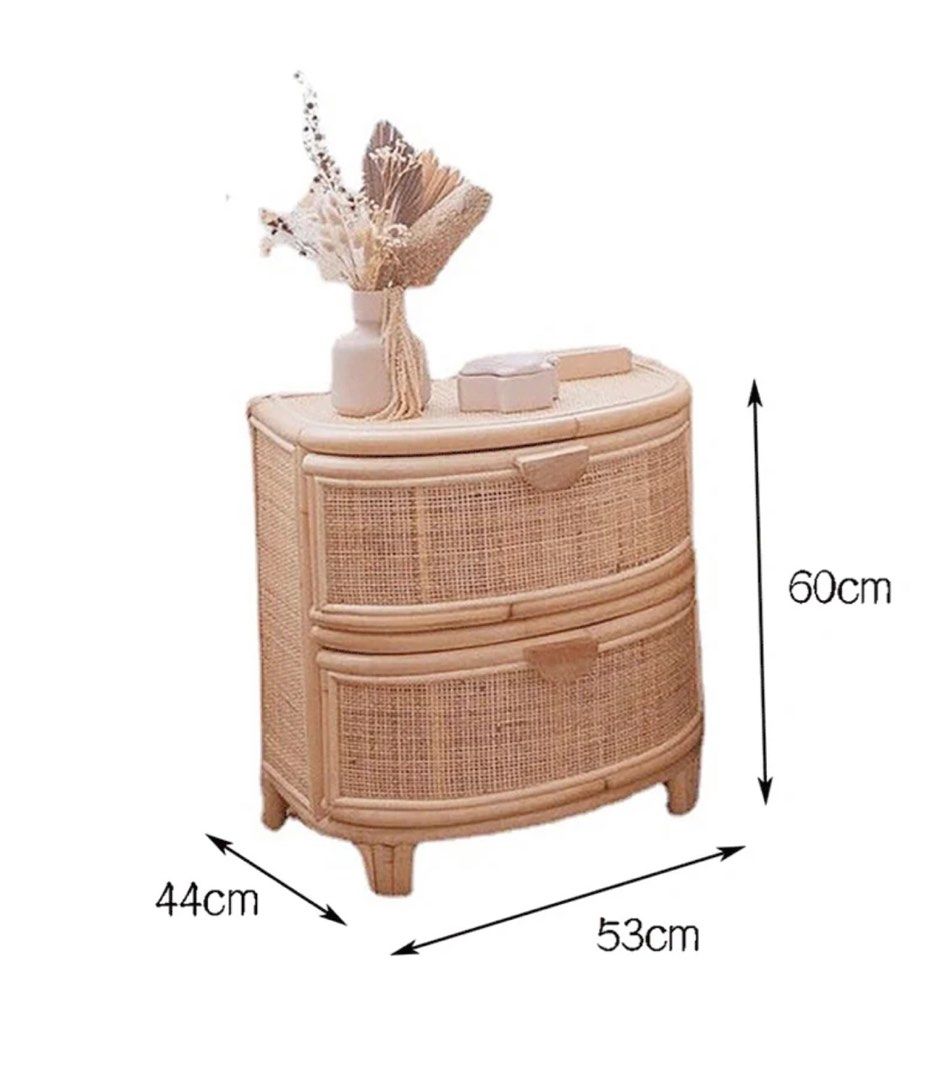 Rattan Side / Bedside Table with Drawer Cabinet, Furniture & Home ...