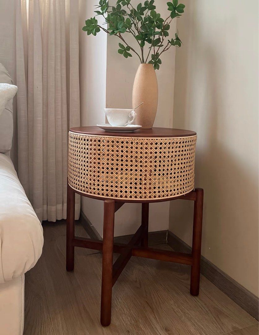 Rattan side table /bedside table, Furniture & Home Living, Furniture ...