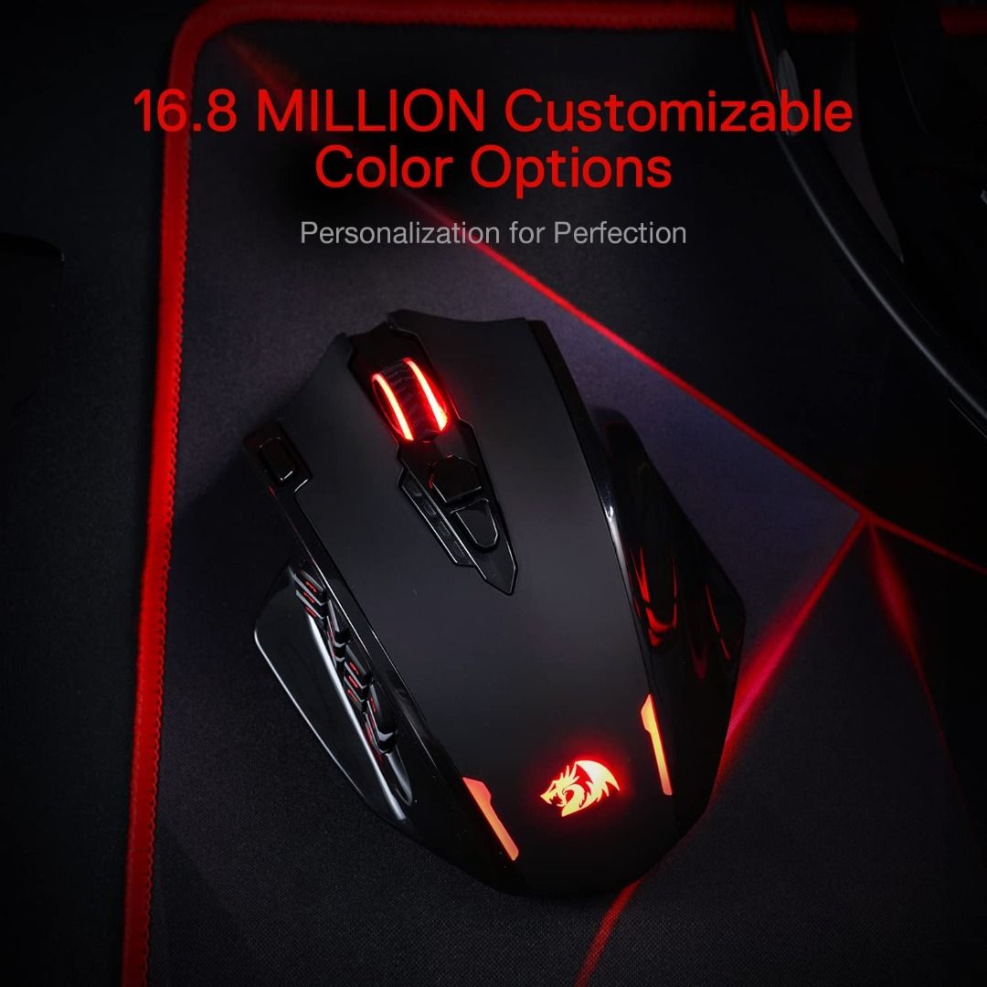 Redragon M913 Impact Elite Wireless Gaming Mouse, 16000 DPI Wired/Wireless RGB Gamer Mouse with ...
