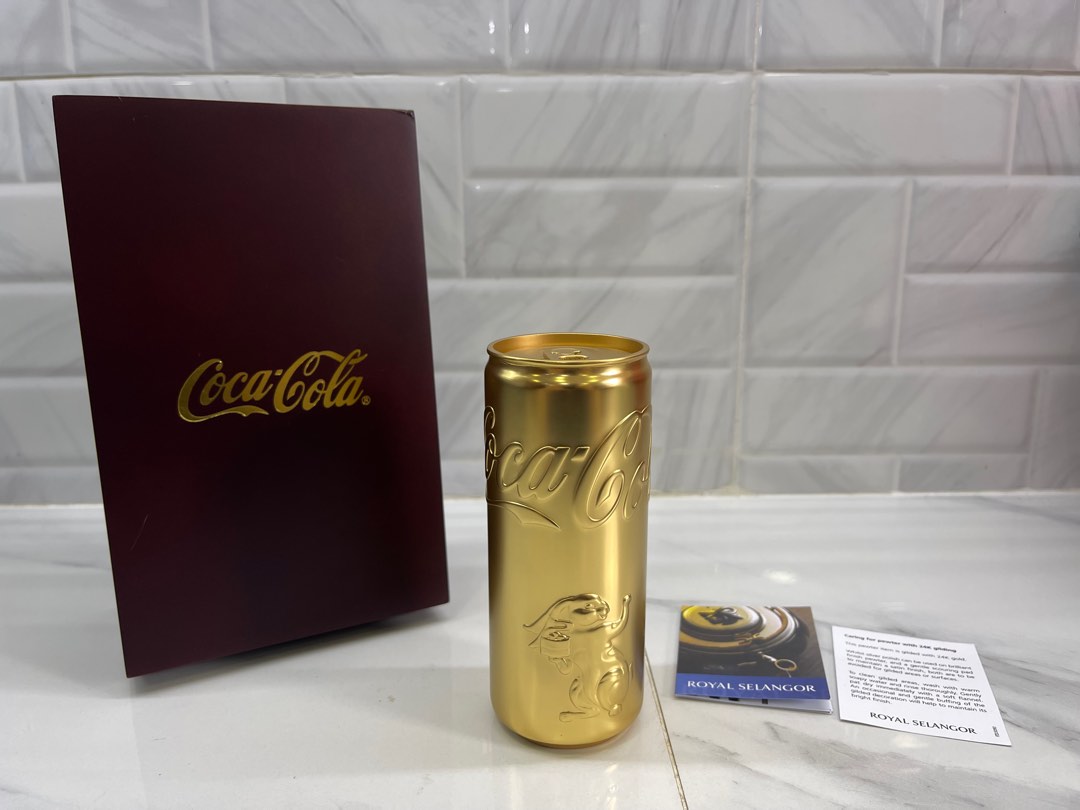 ROYAL SELANGOR COCA COLA 24K GOLD CAN WITH ORIGINAL WOODEN BOX, Hobbies ...