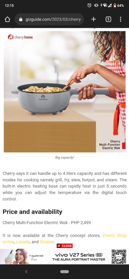 S>Cherry Home Multi-function Wok, Furniture & Home Living, Kitchenware ...