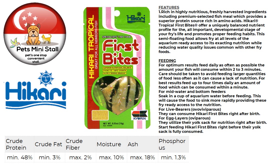 (SG In-Stock) Hikari First Bites 10g, Pet Supplies, Pet Food on Carousell