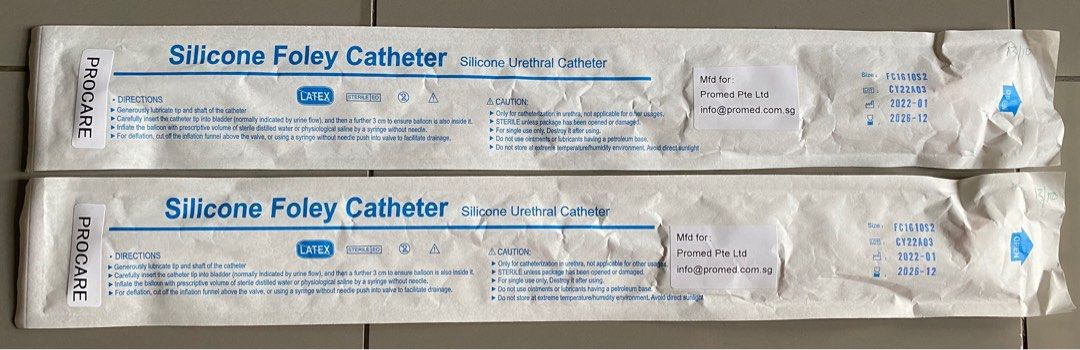 Silicon Foley catheter 16FR, Health & Nutrition, Medical Supplies ...