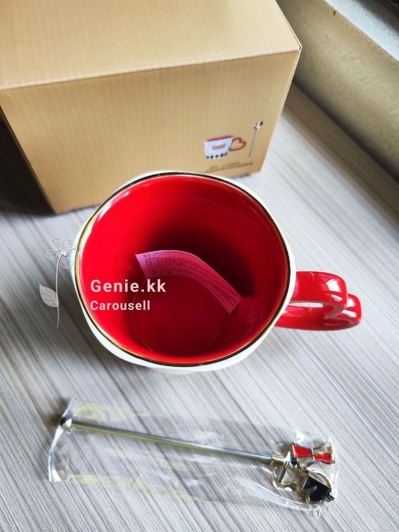 Starbucks Valentine White Black Checkered Red Heart Handle Muh with ...