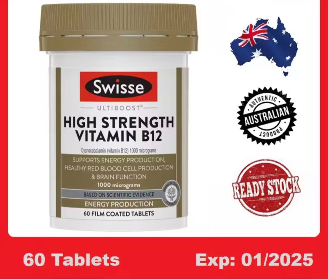 Swisse High Strength Vitamin B12 60 Tablets, Health & Nutrition, Health ...