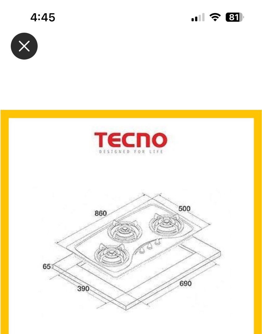 Tecno Gas Stove Model SR 98 stainless steel (3 burner), Furniture ...