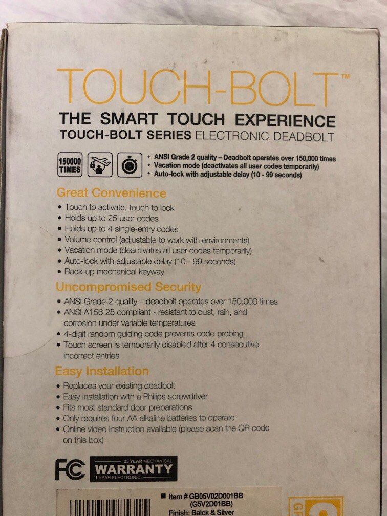 Touch bolt electronic deadbolt on Carousell