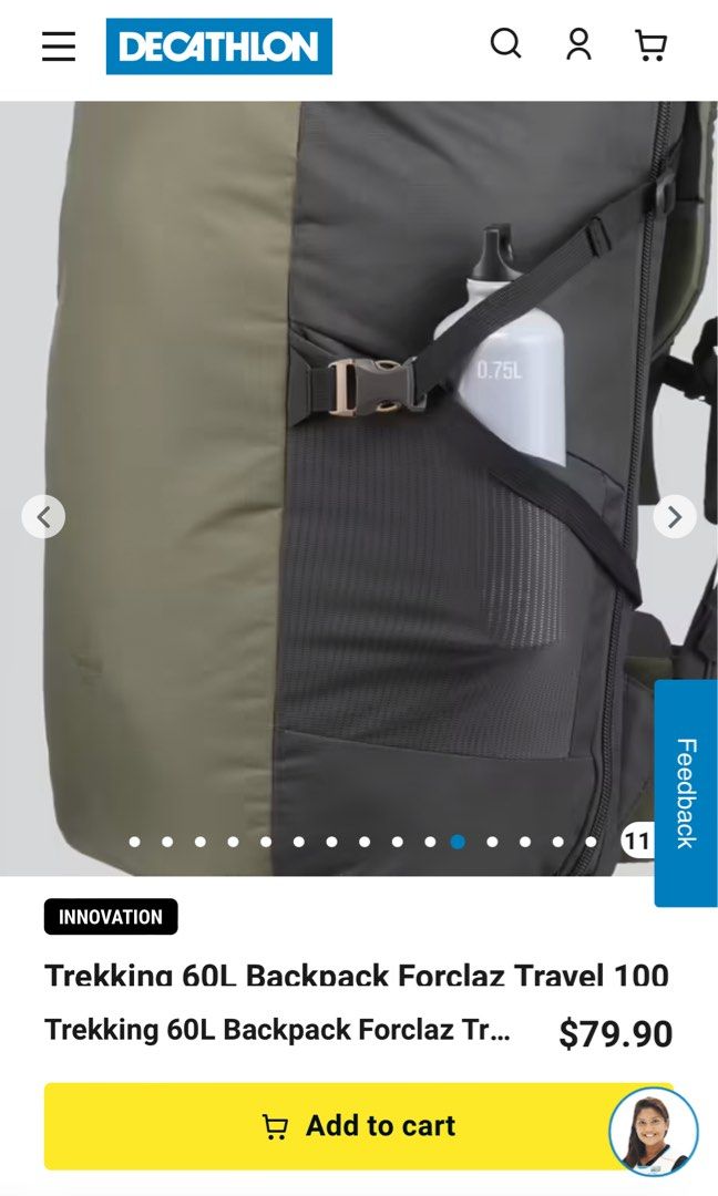 Trekking 60L Backpack Forclaz Travel 100, Men's Fashion, Bags ...