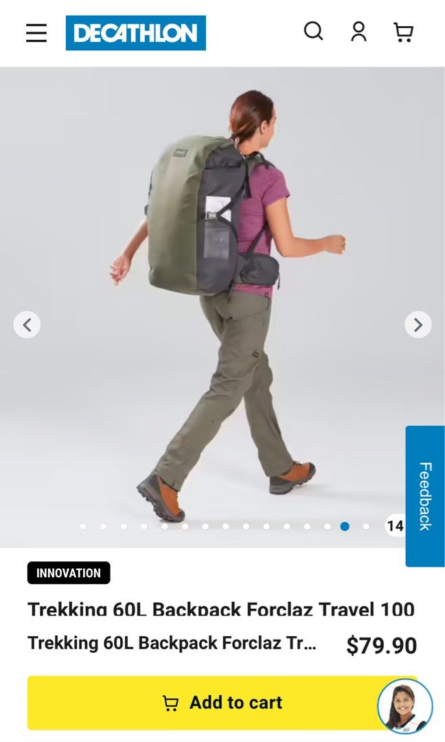 Trekking 60L Backpack Forclaz Travel 100, Men's Fashion, Bags ...