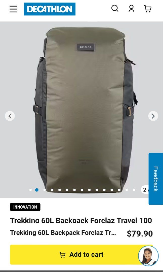 Trekking 60L Backpack Forclaz Travel 100, Men's Fashion, Bags ...