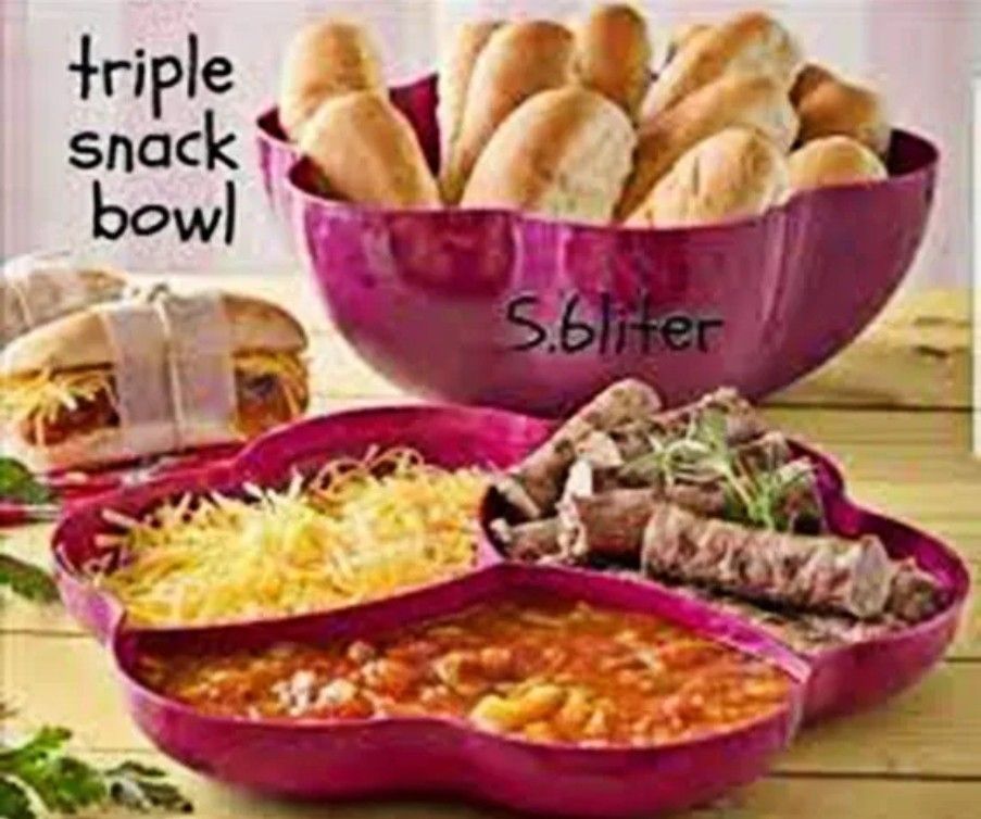 Tupperware Triple Snack Bowl (1) 5.6L, Furniture & Home Living ...