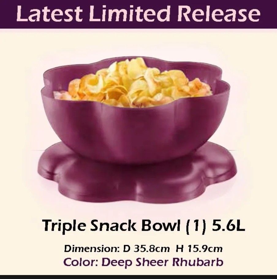 Tupperware Triple Snack Bowl (1) 5.6L, Furniture & Home Living ...