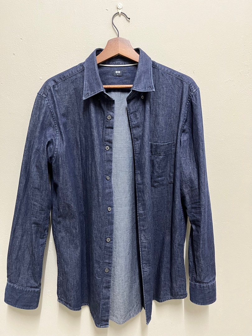 Uniqlo Denim Shirt, Men's Fashion, Coats, Jackets and Outerwear on ...