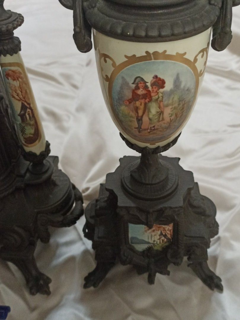 Vintage Italian Lancini 3 Piece Garniture Mantle Clock Set, Furniture ...