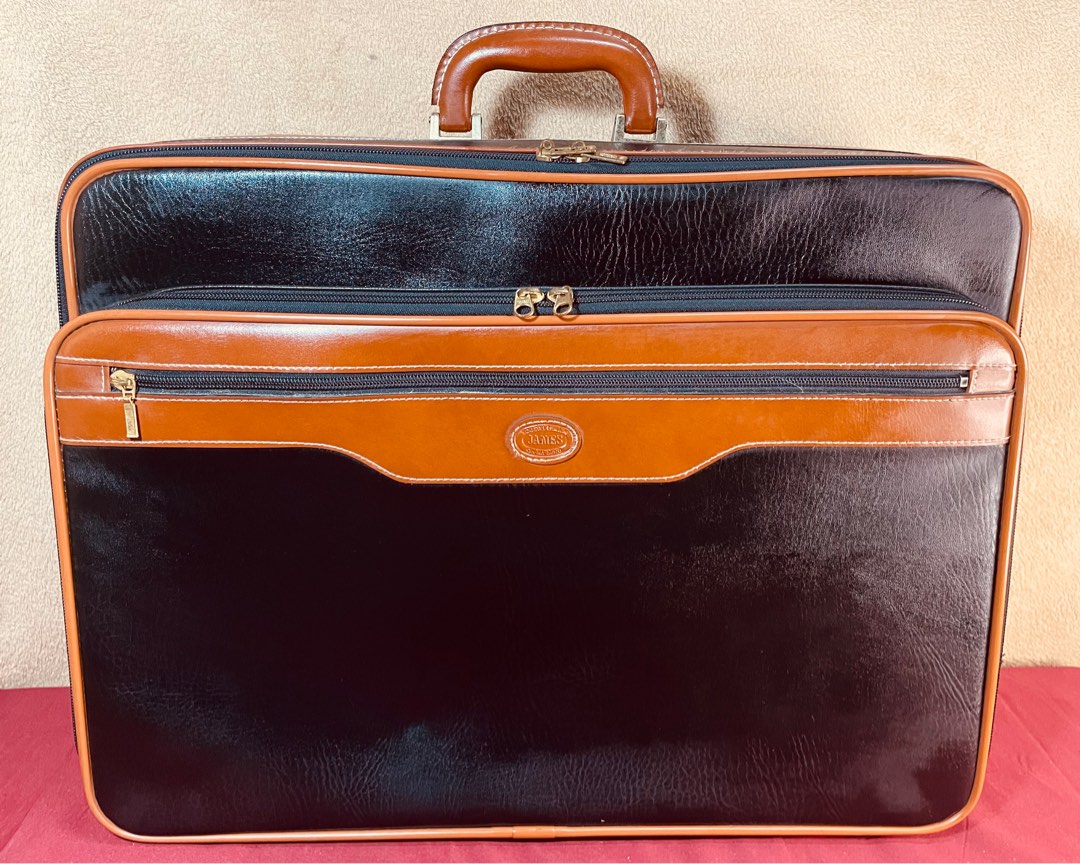 Vintage James PVC Leather Large Travel Bag Briefcase Hardcase with Key ...