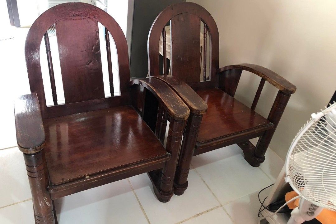 Vintage Narra Wood Sofa and Chair Set, Furniture & Home Living ...