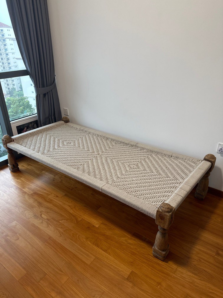 Vintage Teak Charpoy Daybed, Furniture & Home Living, Furniture, Bed ...