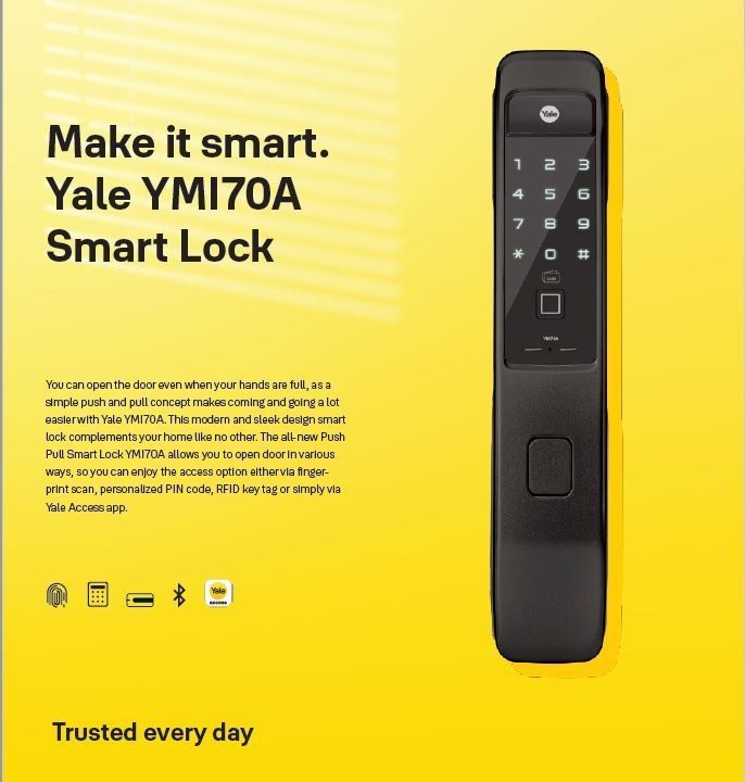 YALE PUSH PULL SMART LOCK YMI70A, Furniture & Home Living, Security ...