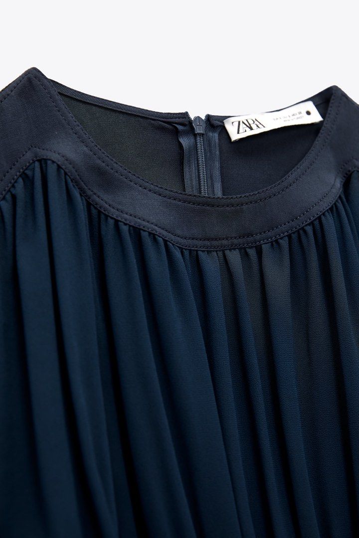 ZARA Navy Blue Dress, Women's Fashion, Dresses & Sets, Dresses on Carousell