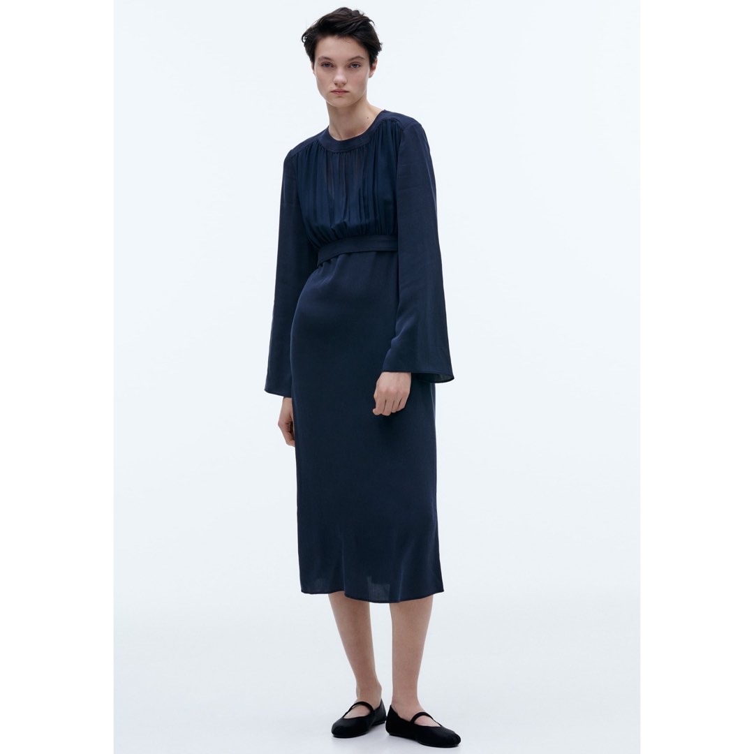 ZARA Navy Blue Dress, Women's Fashion, Dresses & Sets, Dresses on Carousell