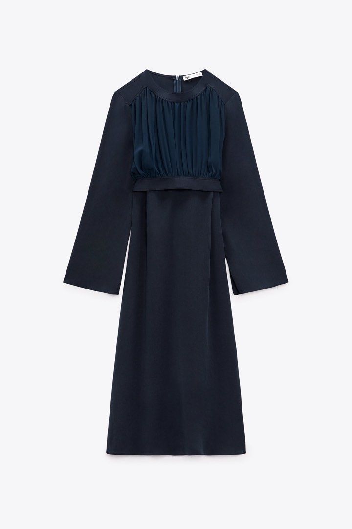 ZARA Navy Blue Dress, Women's Fashion, Dresses & Sets, Dresses on Carousell
